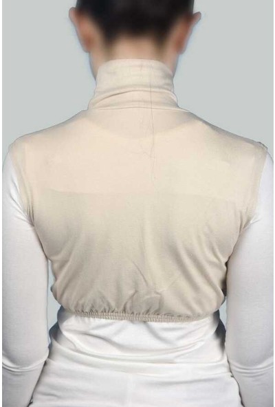 Al-Tobeh Sıfır Kol Yarım Body - Krem Al-Tobeh