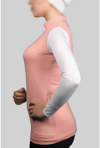 Sıfır Kol Boğazlı Body - Somon Rengi Al-Tobeh