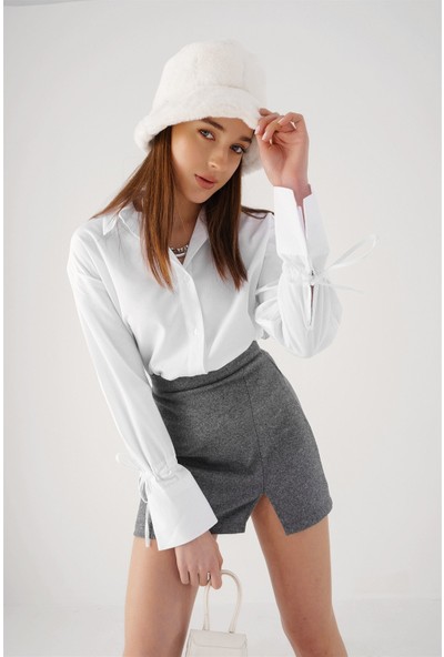 MyLove Kol Bağcıklı Oversize Gömlek MyLove Kol Bağcıklı Oversize Gömlek