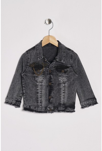 Zepkids Erkek Çocuk Kot Ceket Tivsitmeli Aksesuarlı