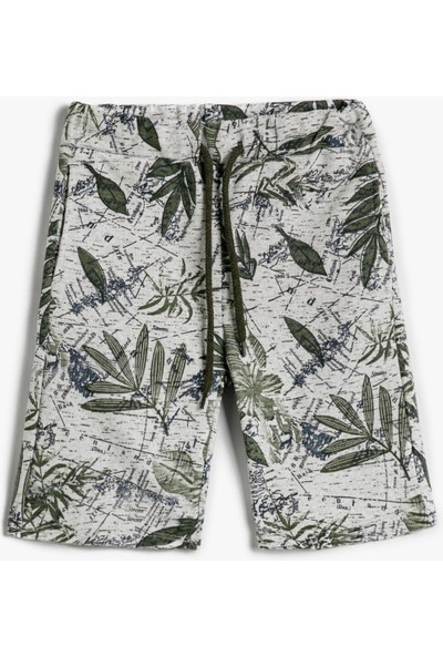 Koton Yaprak Baskılı Şort Beli Bağcıklı