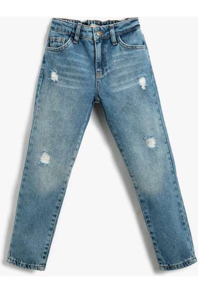Koton Kız Çocuk Destroylu Boyfriend Kot Pantolon Pamuklu