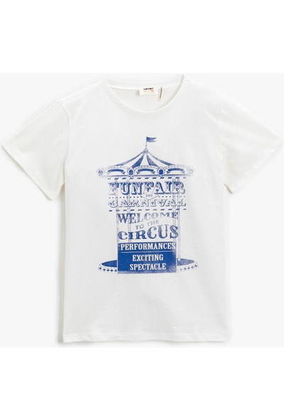 Koton Sirk Baskılı Kısa Kollu Tişört Pamuklu Koton Sirk Baskılı Kısa Kollu Tişört Pamuklu