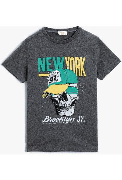 Koton Erkek Çocuk Kurukafa Baskılı Tişört Kısa Kollu
