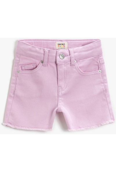 Koton 2Ykg47598Od Normal Bel Normal Kalıp Düz Lila Kız Çocuk Şort