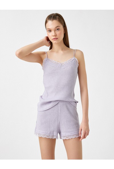 Koton Kadın Pamuklu Dantel Detaylı Fırfırlı Atlet