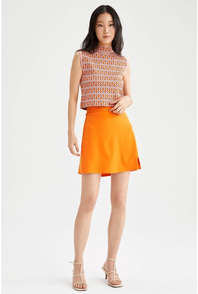 DeFacto A Kesim Yırtmaçlı Mini Etek X4248AZ22SP DeFacto A Kesim Yırtmaçlı Mini Etek X4248AZ22SP