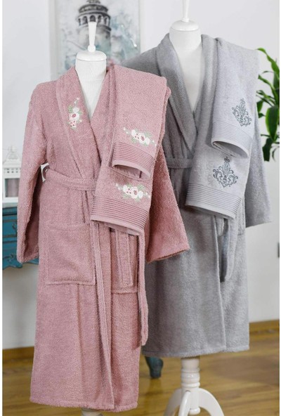 Elart Elart nakışlı Pamuk 6parça Bornoz Aile Seti Mila Gülkurusu Elart Elart nakışlı Pamuk 6parça Bornoz Aile Seti Mila Gülkurusu