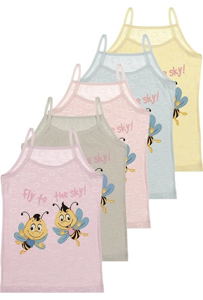 Donella 5'li Renkli Baskılı Kız Çocuk Atlet - 431028FZ