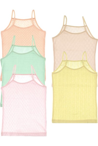 Donella 5'li %100 Pamuk Renkli Basic Baskılı Kız Çocuk Atlet - 43733W