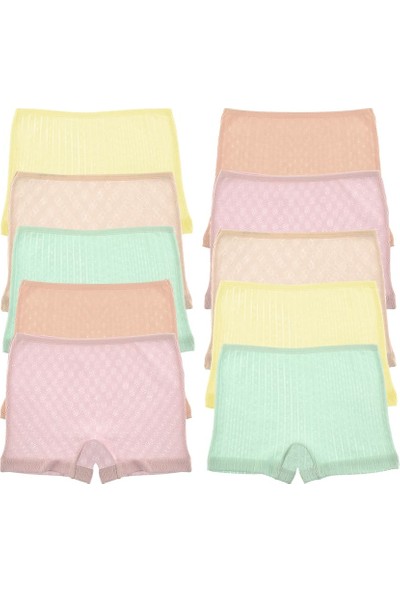Donella 10'lu %100 Pamuk Renkli Basic Baskılı Kız Çocuk Şort - 42733W
