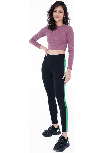 Siyah Tayt Yeşil Şeritli