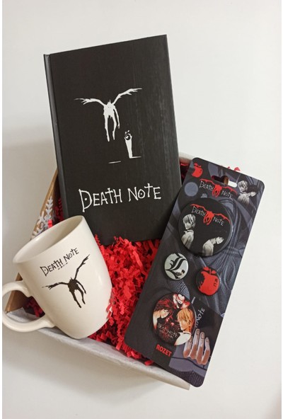 Alanç Death Note Hediye Seti Lastikli Death Note Baskılı Defter, Death Note Kupa ve Rozet Seti Alanç Death Note Hediye Seti Lastikli Death Note Baskılı Defter, Death Note Kupa ve Rozet Seti