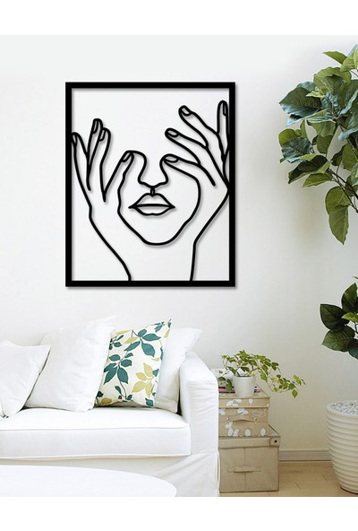 Decartline Yüzünü Kapatan Kadın | Ahşap Tablo | Duvar Dekoru