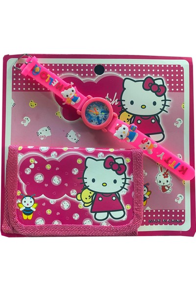 Sole Hello Kitty Figürlü 3D Kabartmalı Silikon Kayışlı Çocuk Saat Cüzdan Seti Sole Hello Kitty Figürlü 3D Kabartmalı Silikon Kayışlı Çocuk Saat Cüzdan Seti