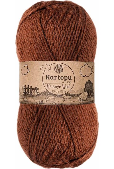 Kartopu Bernam Butik Kartopu Melange Wool El Örgü Ipi Kahverengi K1892