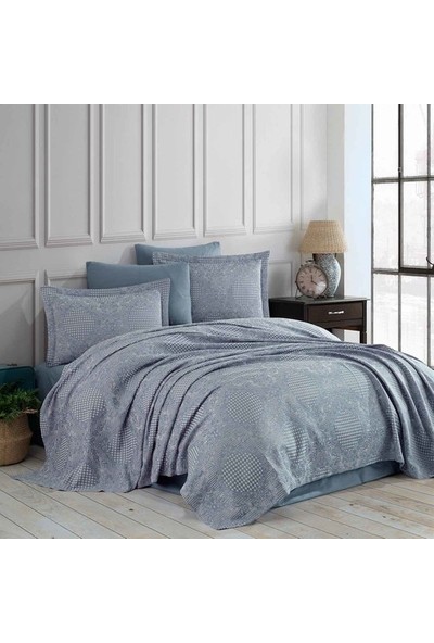 Elart Yatak Örtüsü Takımı Çift Kişilik Pamuk Napoli Mavi (3 Parça)