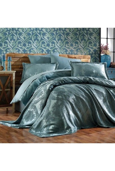 Elart Yatak Örtüsü Takımı Çift Kişilik Şönil Kumaş Vera Yeşil