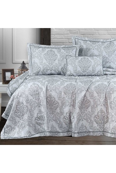 Elart Yatak Örtüsü Takımı Çift Kişilik Jakar Dokuma Olivia Gümüş