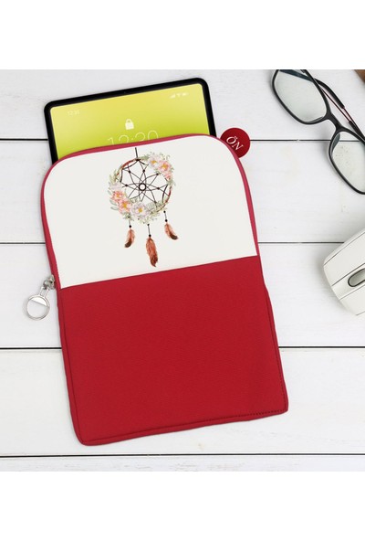 Bk Gift Rüya Kapanı Tasarımlı Taşınabilir Koruyucu Tablet Kılıfı & Organizer Çanta - Kırmızı-1