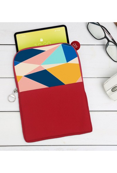 Bk Gift Modern Art Tasarımlı Taşınabilir Koruyucu Tablet Kılıfı & Organizer Çanta - Kırmızı-2