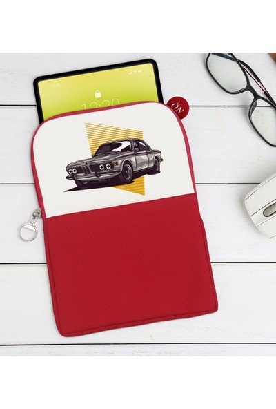 Bk Gift Klasik Araç Tasarımlı Taşınabilir Koruyucu Tablet Kılıfı & Organizer Çanta - Kırmızı-1