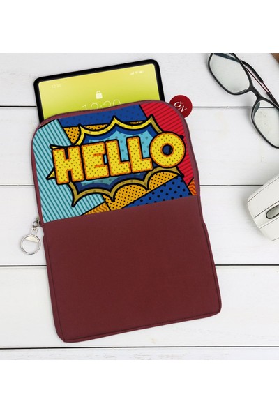 Bk Gift Pop Art Tasarımlı Taşınabilir Koruyucu Tablet Kılıfı & Organizer Çanta - Bordo-16