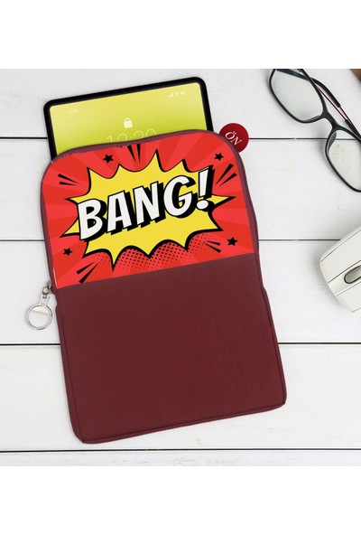 Bk Gift Pop Art Tasarımlı Taşınabilir Koruyucu Tablet Kılıfı & Organizer Çanta - Bordo-13