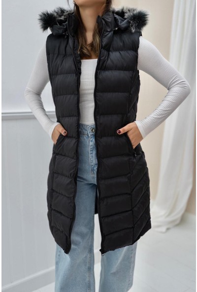 Elbee Kapüşonlu Şişme Yelek - Siyah Elbee Kapüşonlu Şişme Yelek - Siyah