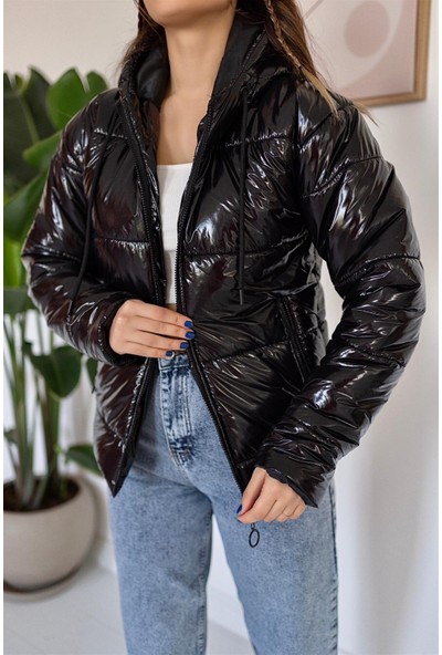 Elbee Kapüşonlu Şişme Mont - Siyah