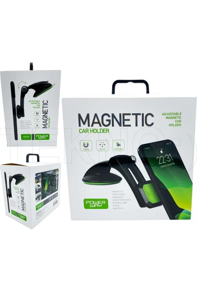 Powerway TT17 Mıknatıslı Vantuzlu Araç ve Masaüstü Telefon Tutucu