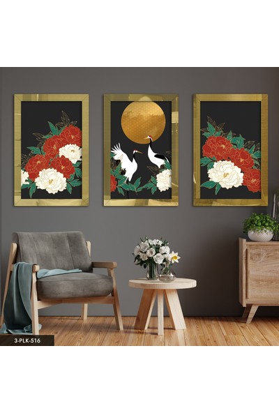 Çiçek Gold 3 Parça Pleksi Aynalı Tablo Çiçek Gold 3 Parça Pleksi Aynalı Tablo