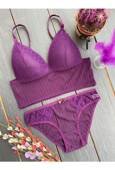 Arensa Mor Yarım Destekli Bustiyer Takım