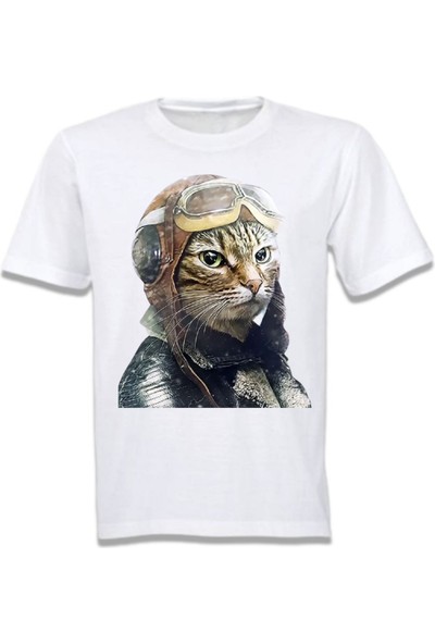 Home Store Dijital Baskılı Farklı Desen Kedi Temalı Özel Tasarım Unisex Tişört Modelleri