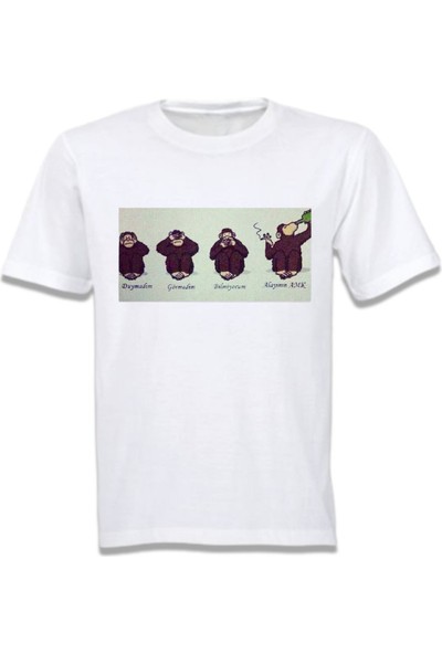Home Store Dijital Baskılı Farklı Desen 3 Maymun Temalı Özel Tasarım Tişört Modelleri Home Store Dijital Baskılı Farklı Desen 3 Maymun Temalı Özel Tasarım Tişört Modelleri