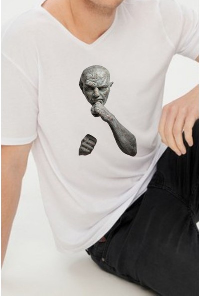 Home Store Dijital Baskılı V Yaka Erkek Tişörtü Home Store Dijital Baskılı V Yaka Erkek Tişörtü