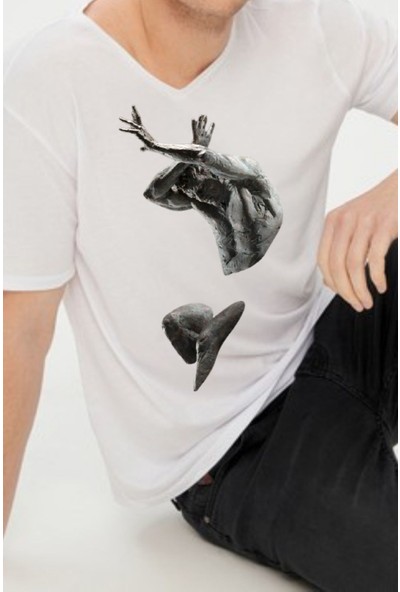 Home Store Dijital Baskılı V Yaka Erkek Tişörtü Home Store Dijital Baskılı V Yaka Erkek Tişörtü