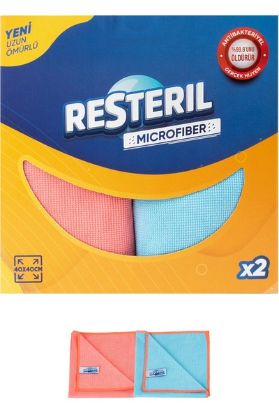 Resterıl Resteril Antibakteriyel Koku Yapmaz İz Bırakmaz Uzun Ömürlü Mikrofiber Bez Yüzey Temizlik Paketi 2'li 40x40cm Resterıl Resteril Antibakteriyel Koku Yapmaz İz Bırakmaz Uzun Ömürlü Mikrofiber Bez Yüzey Temizlik Paketi 2'li 40x40cm