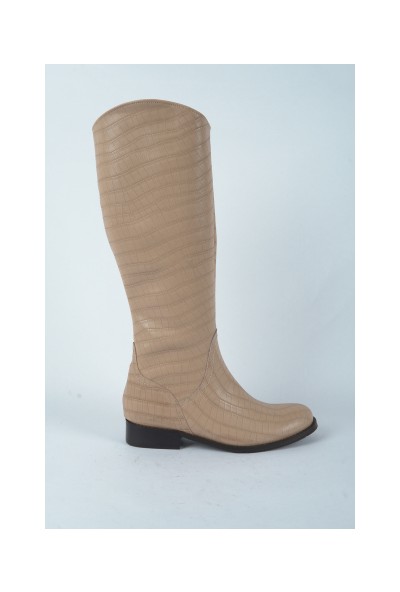 Mushoes Bej Kroko Kadın Çizme 80-521