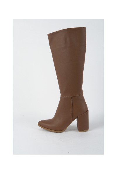 Mushoes Taba Kadın Topuklu Çizme LK20