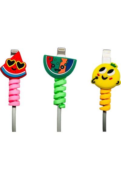Ozan Tuhafiye Silikon Süslü Spiral Kablo Koruyucu 3'lü Set 141519