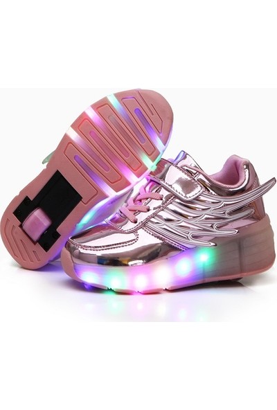 Kın Kız Çocuk LED Işıklı Paten Ayakkabı (Yurt Dışından)