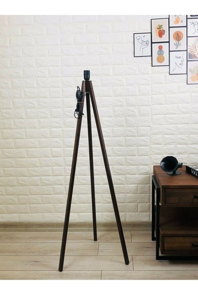 Modamvip Lambader Ayağı Üçlü Tripod Ayak Tesisatlı Abajur Ayağı Kahverengi 8041 Modamvip Lambader Ayağı Üçlü Tripod Ayak Tesisatlı Abajur Ayağı Kahverengi 8041