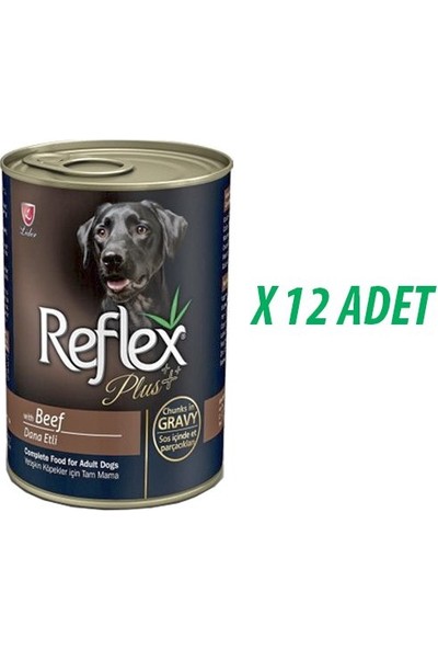 Reflex Plus Biftekli Yetişkin Köpek Konservesi 400 gr x 12 Adet
