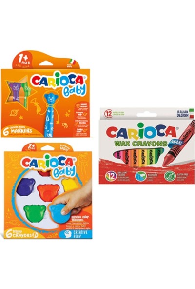 Carioca Boya Seti (3 Ürün) - Jumbo Keçeli - Wax Maxi Pastel ve Teddy Crayons 6'lı Carioca Boya Seti (3 Ürün) - Jumbo Keçeli - Wax Maxi Pastel ve Teddy Crayons 6'lı