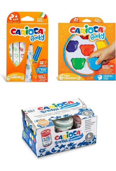 Carioca 6'lı Keçeli Kalem - Guaj BOYA(25ML) - 6'lı Teddy Pastel Boya (Bebek Boya Seti) Carioca 6'lı Keçeli Kalem - Guaj BOYA(25ML) - 6'lı Teddy Pastel Boya (Bebek Boya Seti)