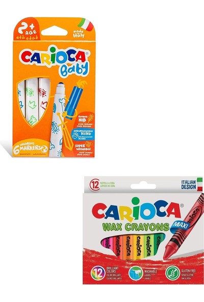 Carioca Wax Maxi Elleri Kirletmeyen Pastel Boya ve Baby 6'lı Keçeli Kalem (Ekonomik Set) Carioca Wax Maxi Elleri Kirletmeyen Pastel Boya ve Baby 6'lı Keçeli Kalem (Ekonomik Set)