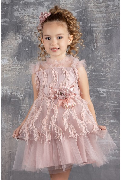 Tivido Püsküllü Kız Çocuk Abiye Elbise