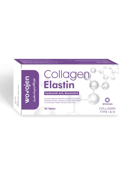 Wovojen Collagen Beauty 30 Tablet Hidrolize Kolajen Peptitleri, Hidrolize Elastin, Hyaluronik Asit, Resveratrol ve Glutatyon Takviye Edici Gıda Wovojen Collagen Beauty 30 Tablet Hidrolize Kolajen Peptitleri, Hidrolize Elastin, Hyaluronik Asit, Resveratrol ve Glutatyon Takviye Edici Gıda