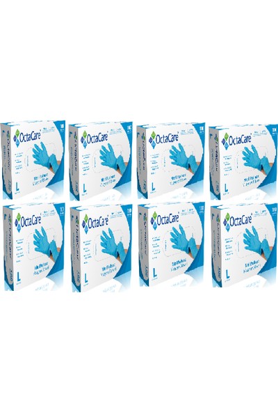 Octamed Octacare Nitril Pudrasız Muayene Eldiven Mavi L 8 x 100 Octamed Octacare Nitril Pudrasız Muayene Eldiven Mavi L 8 x 100